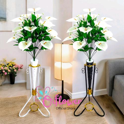 Promo Bunga Hias Anthurium LILY Satu Set Lengkap Dengan Vas/Pot ...