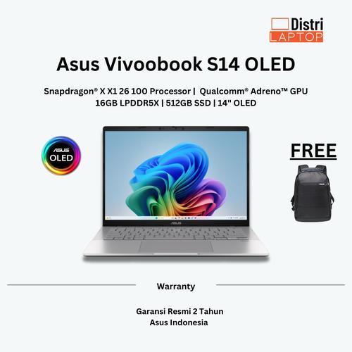 Promo ASUS Vivobook S14 OLED S3407QA Snapdragon X RAM 16GB 512GB SSD 14 ...