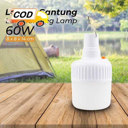 Jual Bohlam Lampu Gantung Camping 60W Cas Rechargeable LED Baterai ...