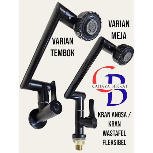 Promo Kran Angsa Putar Hitam / Kran Wastafel Putar Black Body Kuningan ...