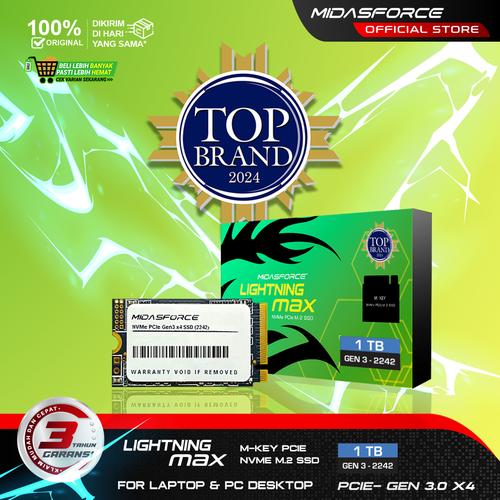 Promo SSD M.2 NVME 1TB (2242) Midasforce Lightning Max PCIe Gen3 x4 ...