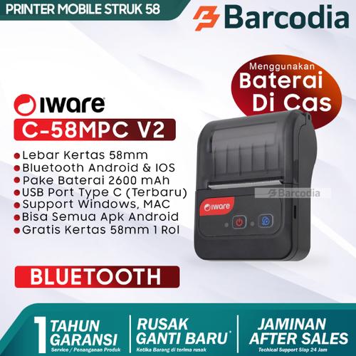 Jual Mobile Printer Bluetooth Thermal 58mm Iware 58MPC V2 Portable ...