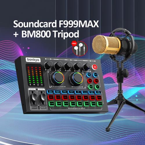 Jual Bonkyo F999MAX+BM800 sound card live broadcast equipment Bluetooth ...