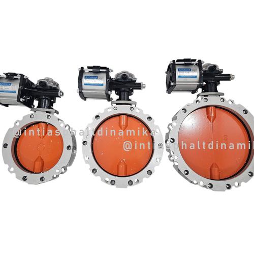 Jual butterfly valve pneumatic actuator double flange powder semen fly ash bubuk debu DN200 ...