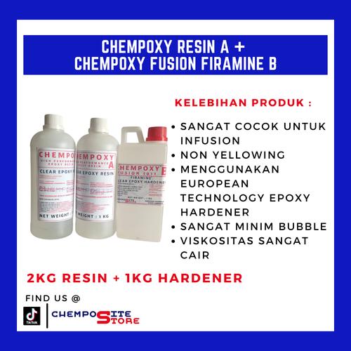 Jual Chempoxy Epoxy Clear Resin A 2 kg & Hardener Firamine B 1 kg ...