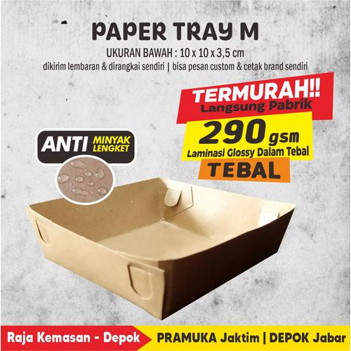 Jual Paper Tray Medium 10x10x3,5 cm Bahan Kraft Polos Laminasi (isi 100 ...