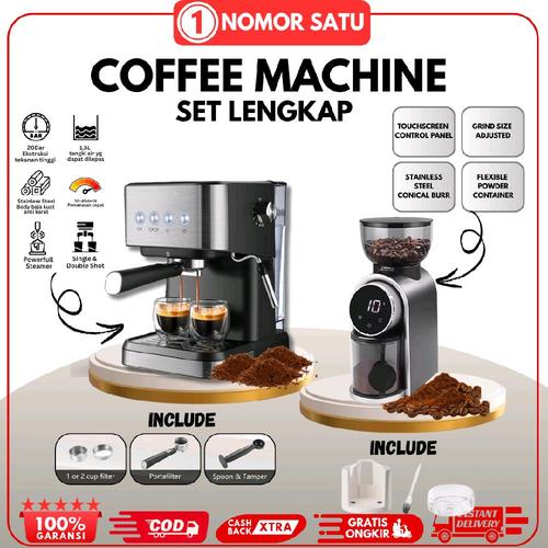 Promo Mesin Kopi Dan Grinder Coffee Machine Espresso Lengkap - Coffee ...