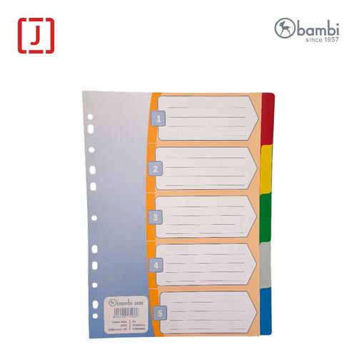 Jual Bambi Divider Plastik A4 5 Warna 2605 Pembatas Binder Plastik A4 ...