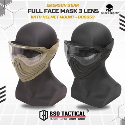 Jual Emerson Gear Tactical Full Face Mask 3 Lens for Fast Helmet ...