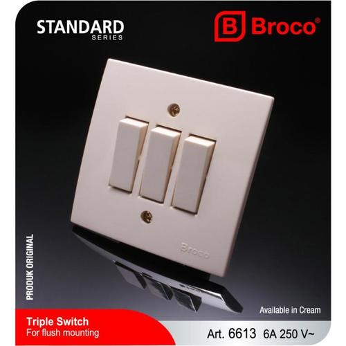Jual SAKLAR TRIPLE BROCO SAKLAR BROCO 3 GANG STANDARD SERIES 6613 - Kab ...