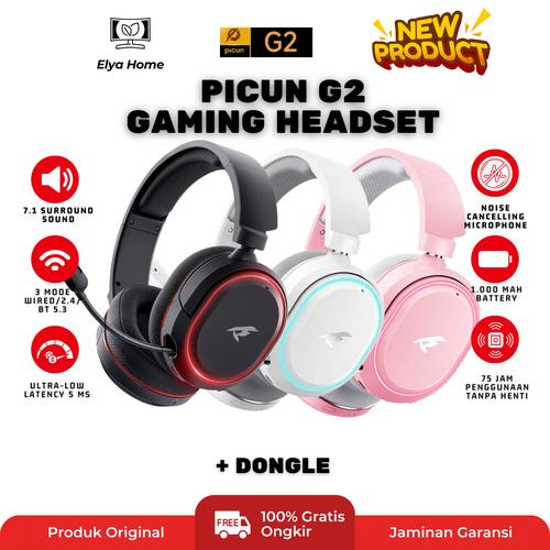 Jual Picun G2 2.4G Wireless Gaming Headset Bluetooth Headphones 5ms Low ...