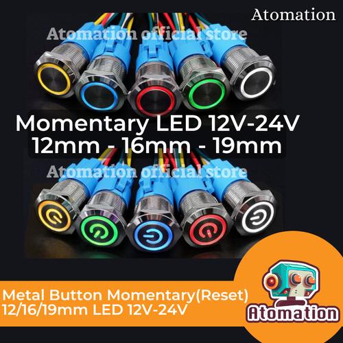 Jual Metal Stainless Push Button Switch Push MOMENTARY RESET dengan ...