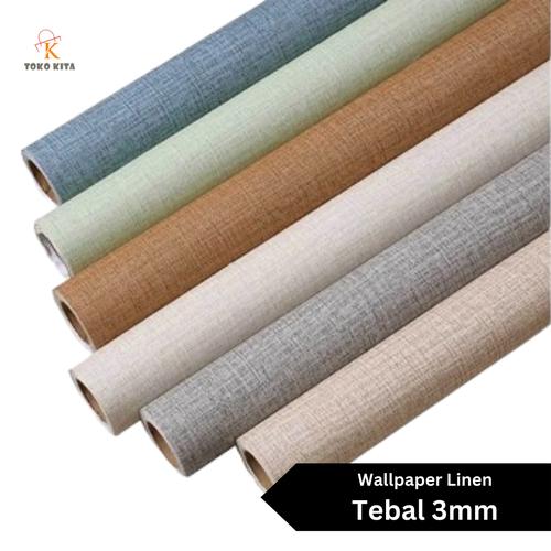 Promo Wallpaper Linen Roll / Wallpaper Sticker Linen Dinding Foam ...