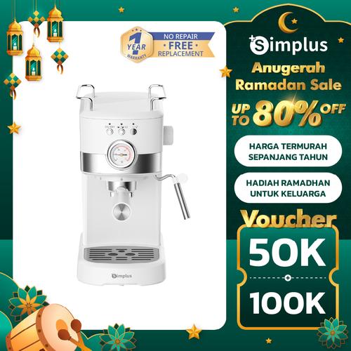 Promo 【Ramadan Super Deals】Simplus Mesin Espresso Semi Otomatis Tekanan15bar Kapasitas Tangki 1 ...