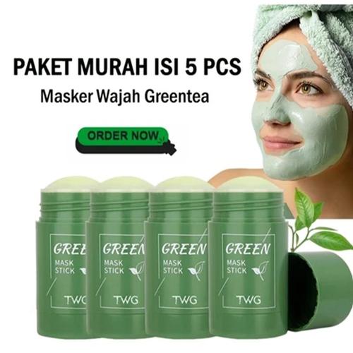 Jual [LEBIH HEMAT 5PCS] Green Mask Stick Meidian Masker Wajah Green Tea Cleasing Face Mask ...