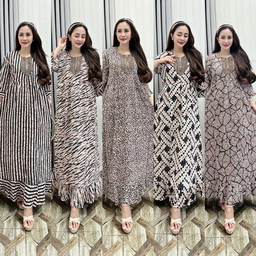 Jual MUSDAH.ID Ameera Dress Jumbo Motif Leopard murah renda blink rayon ...