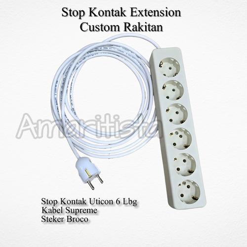 Jual Stop Kontak Colokan UTICON 6 LUBANG Extension Power Socket Custom ...