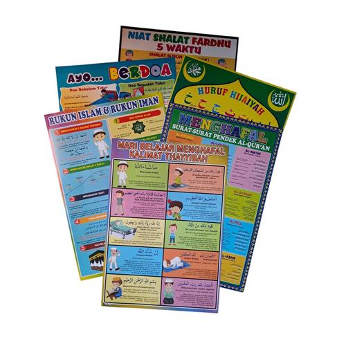 Jual PAKET 6 POSTER EDUKASI ANAK BELAJAR/POSTER DINDING/GAMBAR NIAT ...