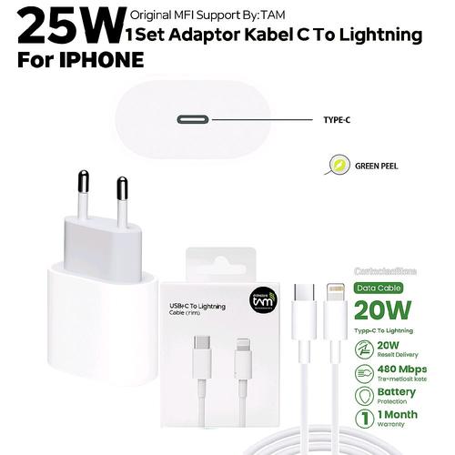 Promo CHARGER For iPhone TAM 25W Dan 35W MFI 1Set Kabel Type C To Lightning Ip 10,11,12,13,14PM ...
