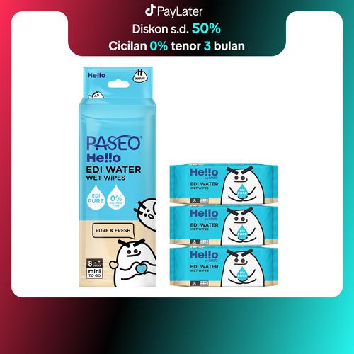 Promo Paseo Hello EDI Pure Water Wet Wipes Mini / Tisu Basah To Go 8 ...