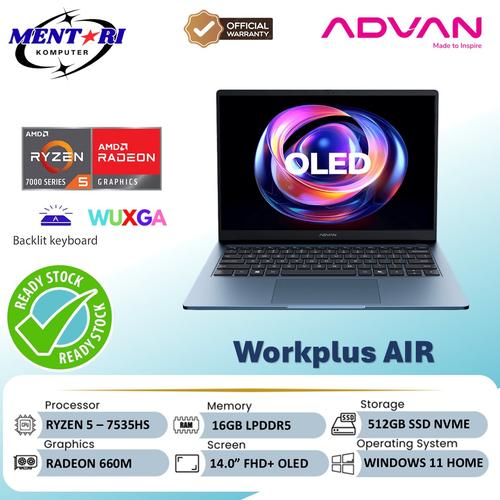 Jual ADVAN Workplus Air 14 Ryzen 5 7535HS 16GB 512GB OLED Laptop Tipis 14 Inch Win11 - 16GB ...