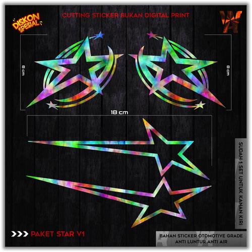 Jual BINTANG CUTTING STICKER UNTUK BODY MOTOR - HELM 1 SET KANAN KIRI ...