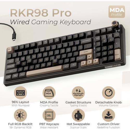 Promo Royal Kludge RK R98 Pro Full Size Web Driver Software RGB Knob 96 ...