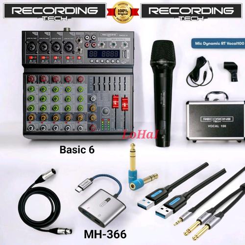 Jual Paket Mixer Recording Tech Basic 6 Mic Dynamic Vocal 100 Kabel AUX ...