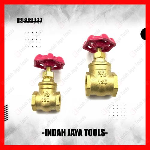 Jual BONUCCI Gate Valve KUNINGAN Air 1/2 3/4 Inch Stop Kran Keran Putar ...
