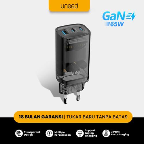 Jual Adaptor UNEED GaN Charger Usb Type C 65W with Display QC 4.0 HP ...
