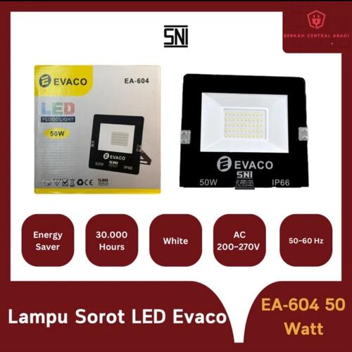 Jual Lampu Sorot Evaco 50 Watt LED Flood Light EA-604 IP66 Warm White ...