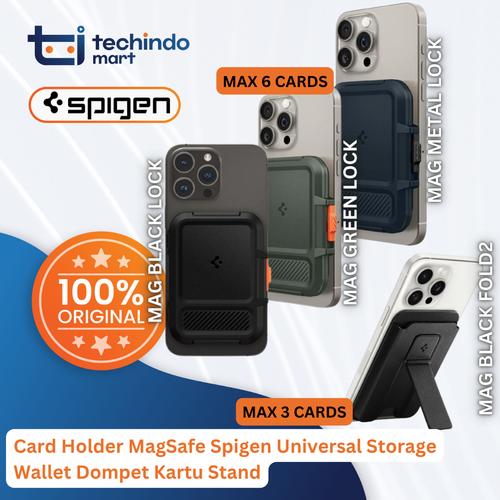 Promo Card Holder MagSafe Spigen Universal Storage Wallet Dompet Kartu Stand - MAG BLACK FOLD3 ...