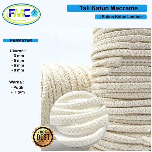 Jual Tali katun Bahan kain Halus Lembut 3mm 5mm 6mm 8mm Tali Tas ...