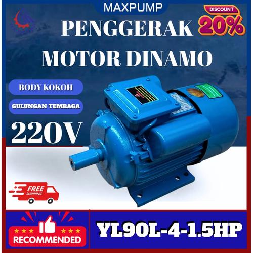 Jual MAXPUMP YL90L-4-1.5HP Mesin Dinamo Motor Dynamo listrik 1.5HP 1450RPM 220V 4POLE Tembaga ...