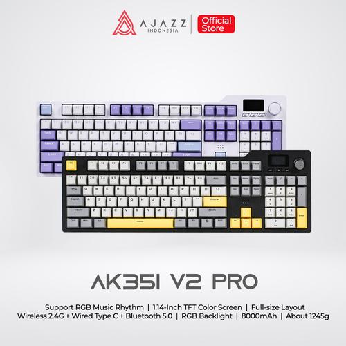 Promo Ajazz AK35i V2 PRO Full-size Mechanical Keyboard 3-Mode RGB w/ TFT LED - STARRY NIGHT ...