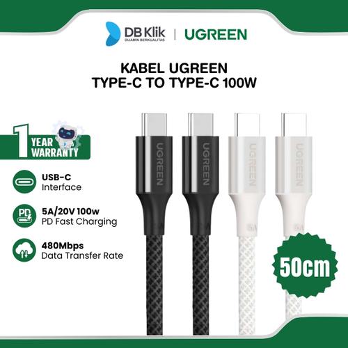 Jual Kabel UGreen Type C to Type C Fast Charging PD 100W - Black (35203 ...
