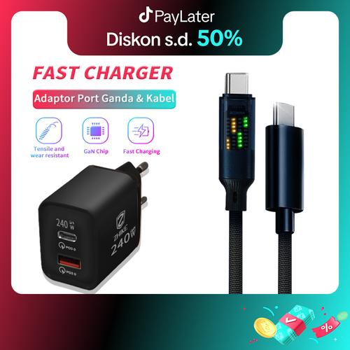 Promo ZHIKE Kabel Data Super Cepat Charging Type-C Dual Port Anyaman ...
