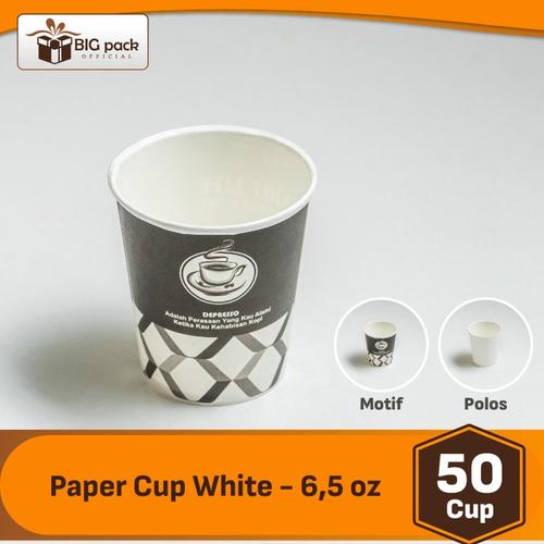 Jual [ISI 50pcs] Paper Cup Putih 6,5 Oz / Gelas Kertas Tahan Panas untuk Kopi Teh - Polos/Motif ...