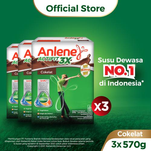 Promo [PROMO 3 PCS] Anlene Actifit 3X Susu Bubuk Dewasa Cokelat 570g - Susu Dewasa Untuk Tulang ...