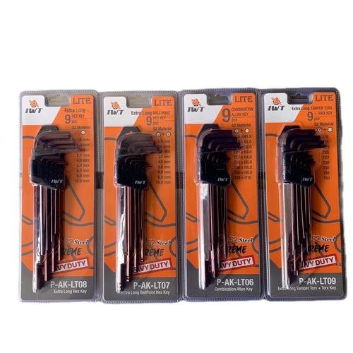 Jual Kunci L set panjang 9 pcs S2 STEEL IWT JAPAN HEX-HEX/FLAT-BALL ...