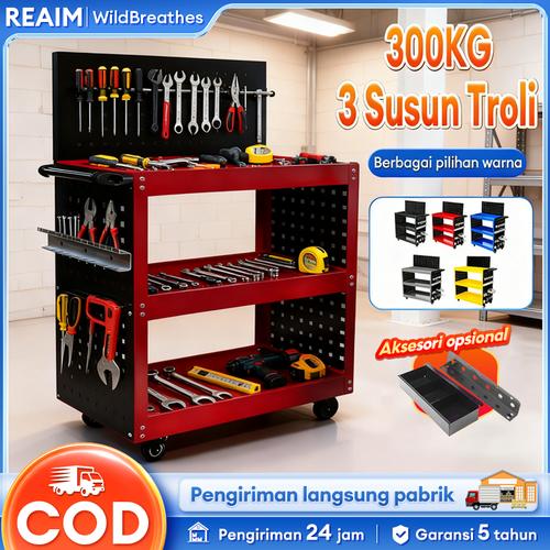 Promo Reaim Troli Bengkel Rak 3 Susun Trolly Besi Trolley Gerobak Alat ...