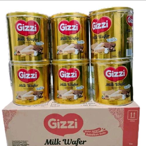 Jual 1 Dus Gizzi Milk Wafer Kaleng 240 Gram isi 6 Toples Kaleng - Gizi ...