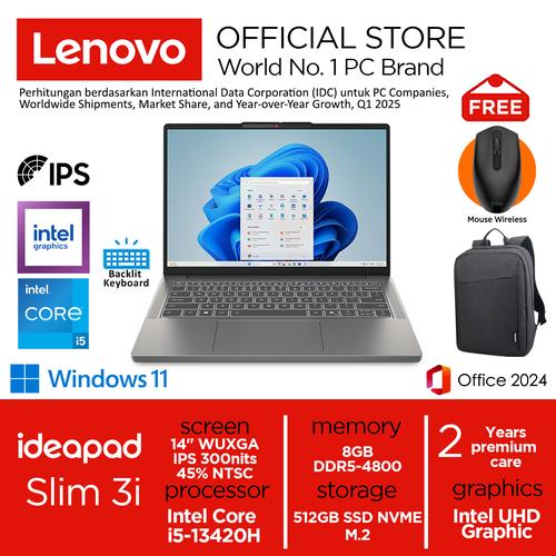 Promo Lenovo Ideapad Slim 3i i5-13420H 512GB SSD 8GB WUXGA IPS Win11 ...