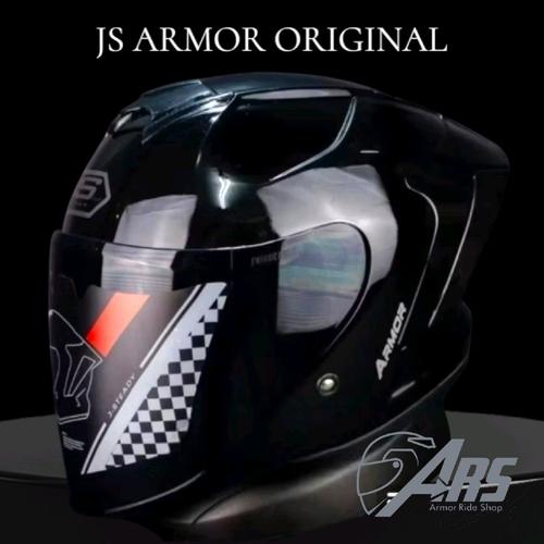 Jual Helm JS Armor Solid Black Glossy - Helm Half Face SNI dengan Visor ...
