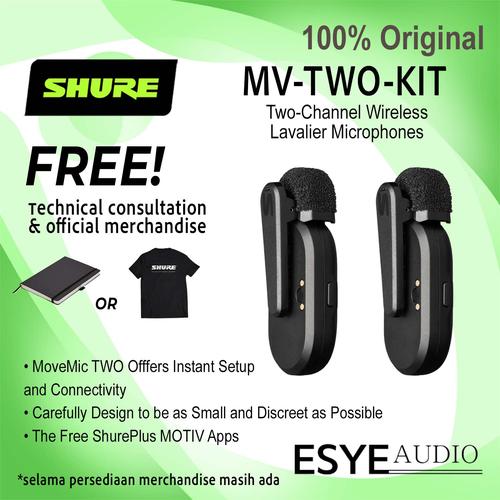 Promo Shure MV-TWO-KIT MoveMic Two Receiver Kit Wireless Lavalier ...