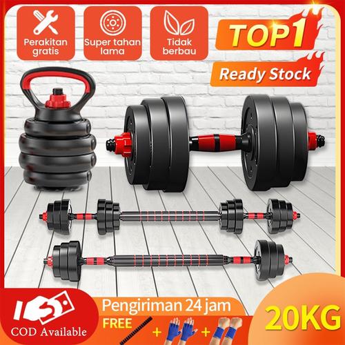 Promo 【Spot barang】Dumbbell set 20KG peralatan fitness barbel set 20 kg ...