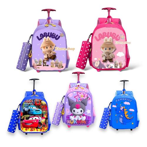 Promo Tas anak labubu tas troli anak labubu sekolah free dompet ...