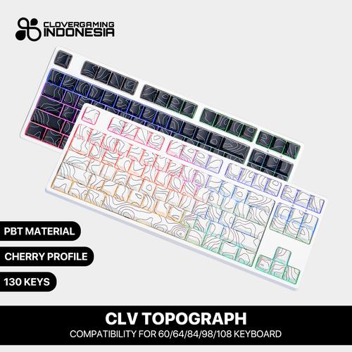 Jual CLV Keycaps Topography Black Side Printed Contour Line PBT Dye Sub ...
