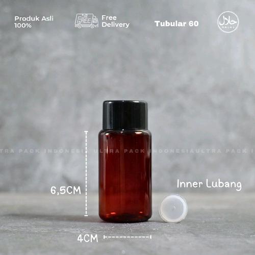 Jual BOTOL PET TUBULAR 60ML AMBER + INNER LUBANG & TUTUP TONER REMOVER ...