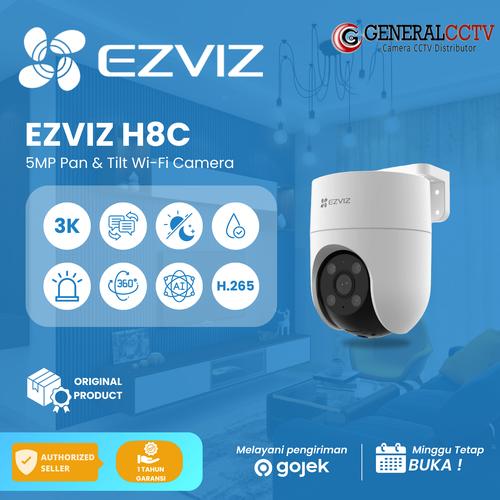 Promo Ezviz Camera H8C 5MP 3K Pan & Tilt Wi-Fi Camera - H8C+256GB Cicil ...